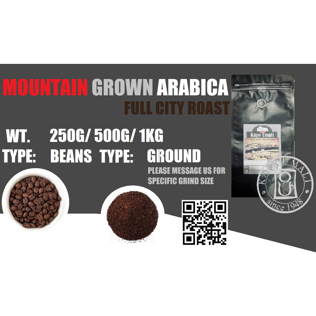 MOUNTAIN GROWN ARABICA FULLCITY ROAST BY KAPE UMALI COFFEE | Shopee ...