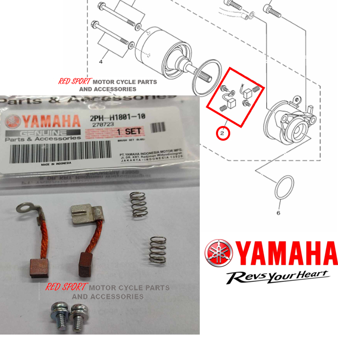 CARBON BRUSH SET FOR MIO I 125 / MIO SOUL I 125 2PH-H1801-10 YAMAHA ...