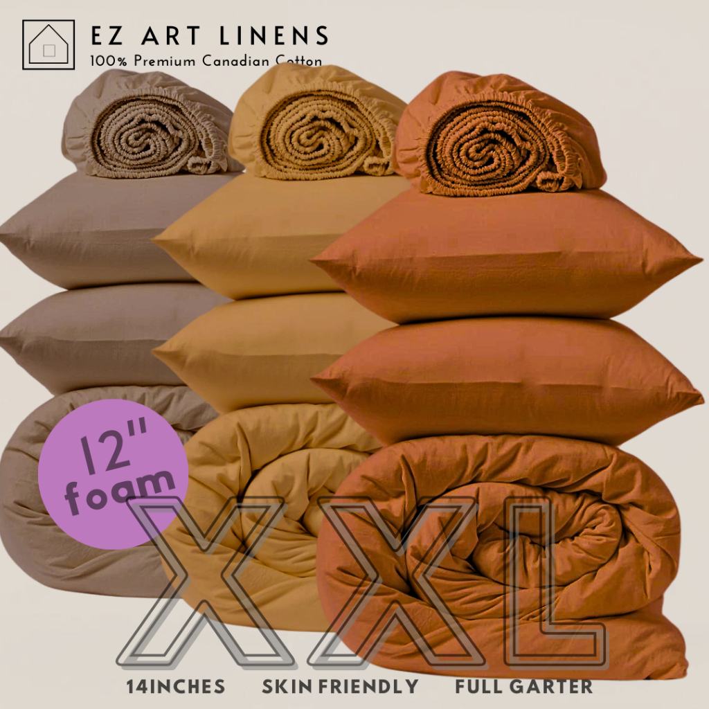 3 in 1 Plain Bedsheet Clay Bed set Single/Queen/King Size Bedsheet Full ...