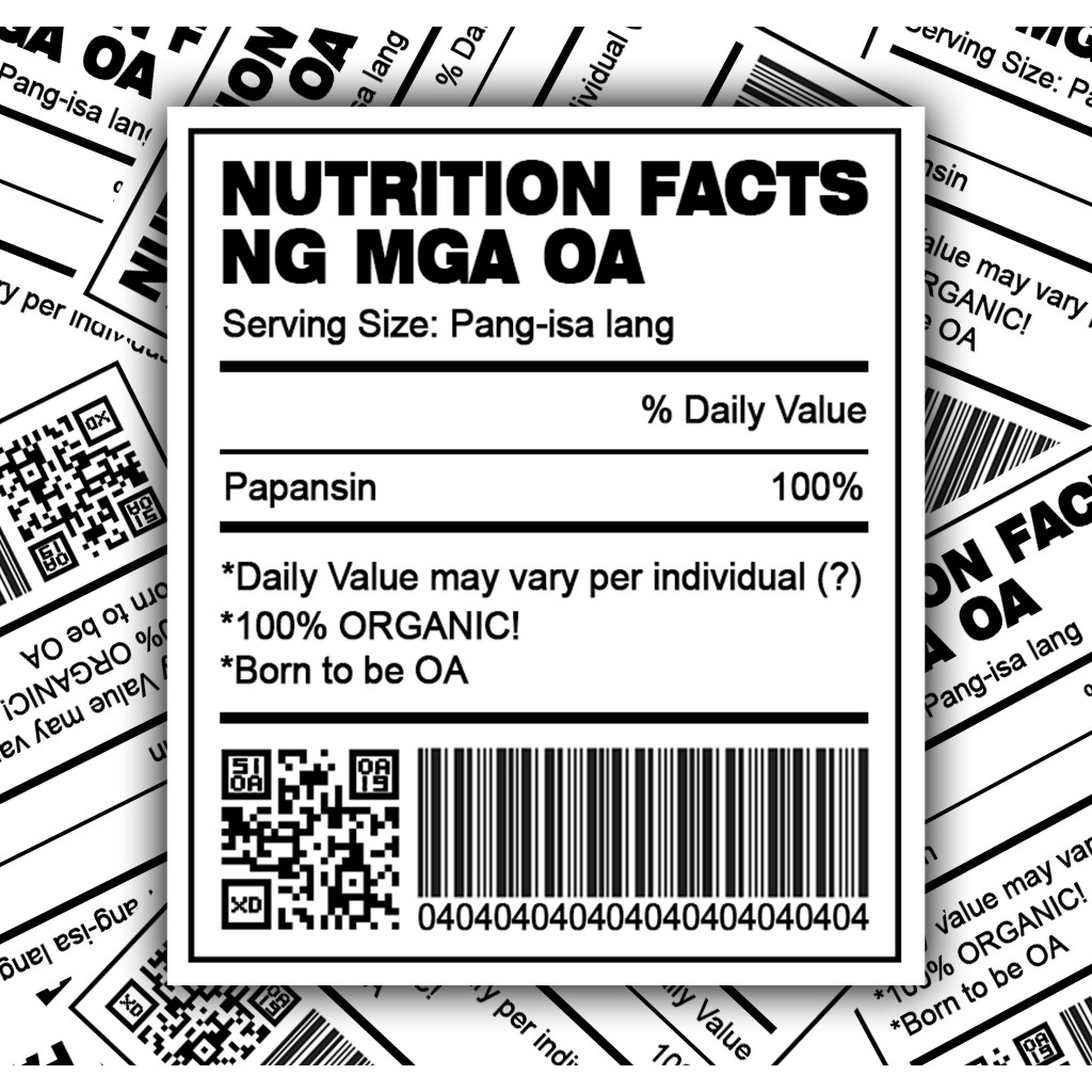 NUTRITION FACTS NG MGA OA Vinyl Waterproof Stickers - Matte Witty ...