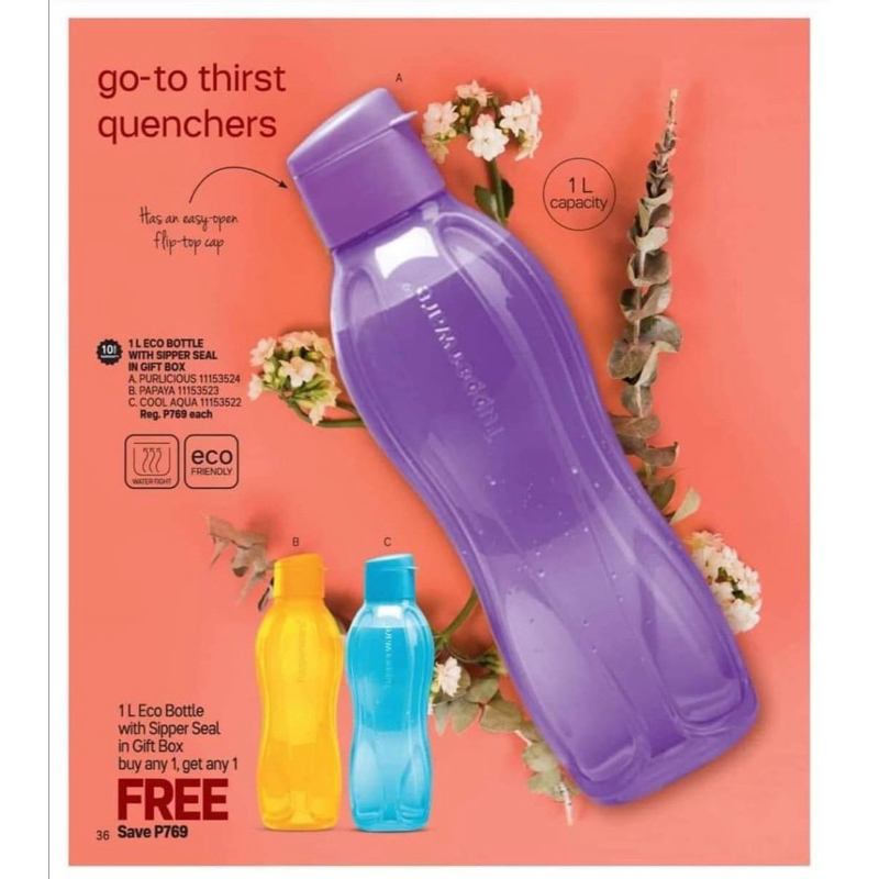 TUPPERWARE ECO BOTTLE SIPPER SEAL 1L | Shopee Philippines