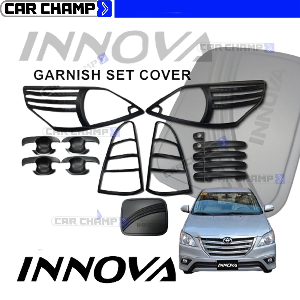 Toyota Innova 2012 to 2015 Garnish Combo set cover MATTE BLACK / CHROME ...