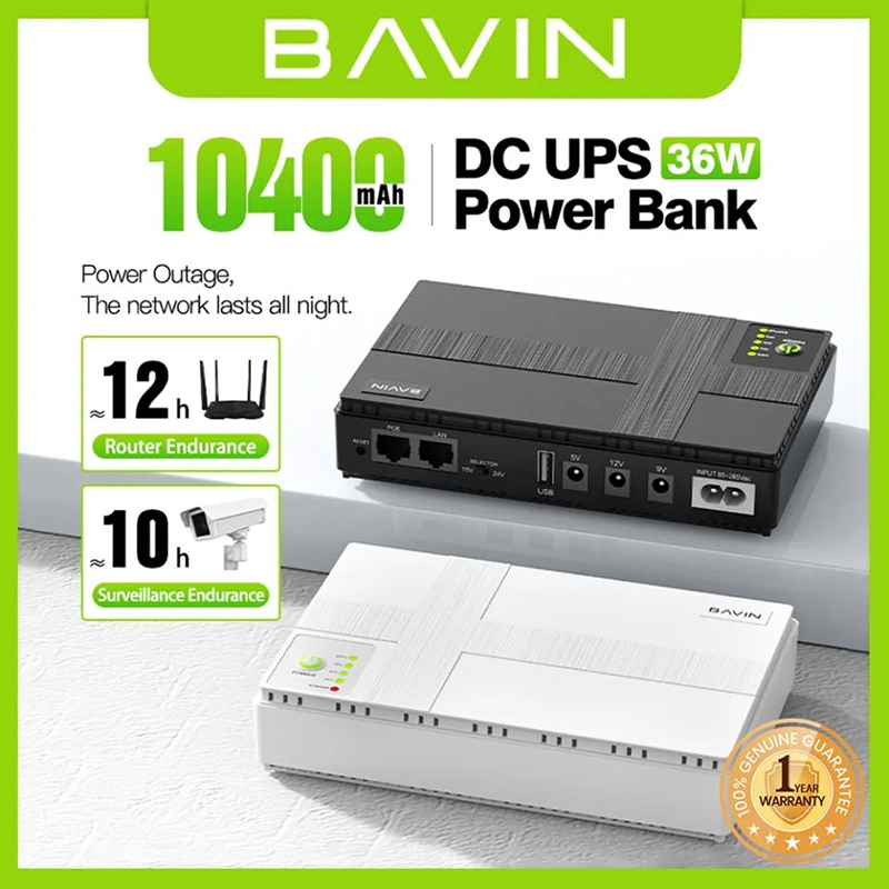BAVIN PC1083 Power Supply 36W 10400mAh Mini UPS uninterrupted Powerbank ...