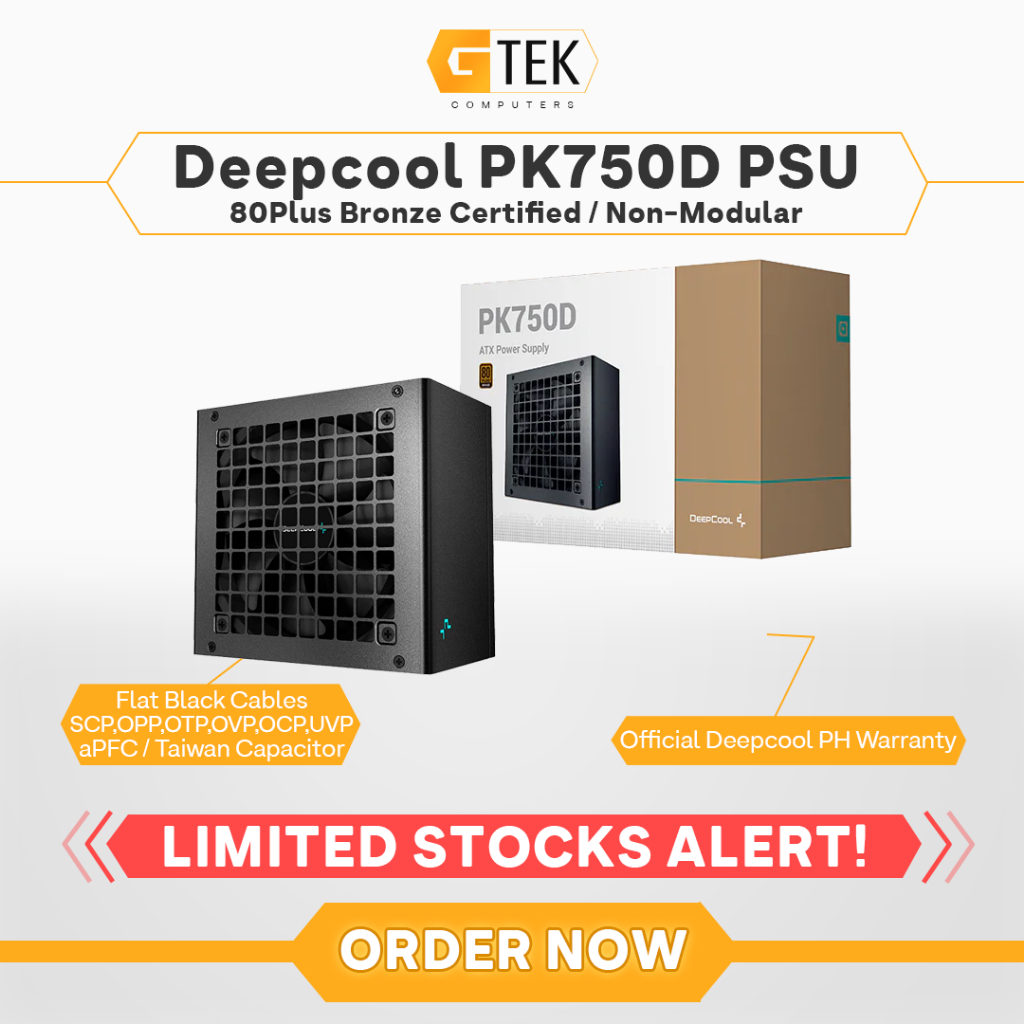 Deepcool PK750D 750W 80 Plus Bronze Non-Modular PSU w/ Flat Black ...