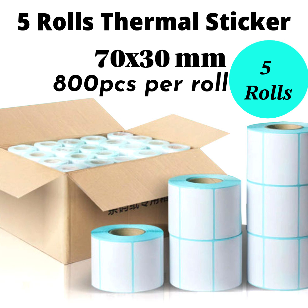 5 rolls 70mmX30mm Thermal Barcode Sticker || Label Sticker ...