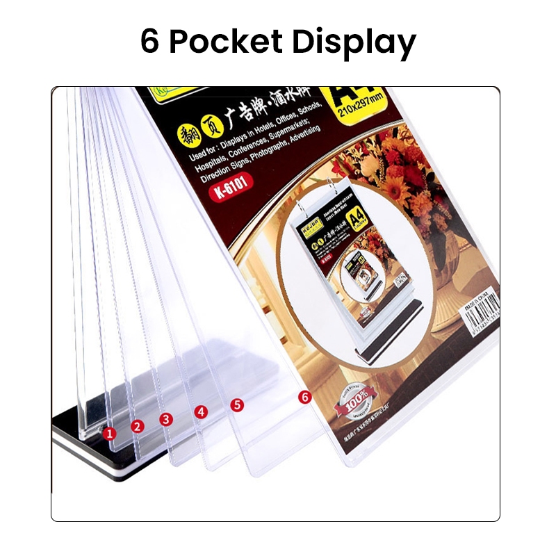 A4/A5/A6 Acrylic Flip Menu Holder Restaurant Display Stand with 6 ...