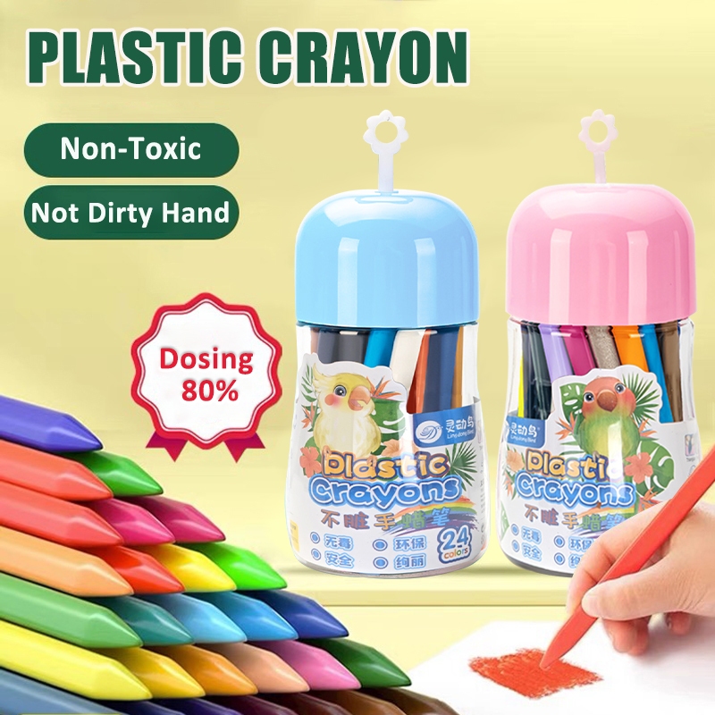 12/24/36 Colors Plastic Crayons for Kids Washable Painting Kit with Box ...