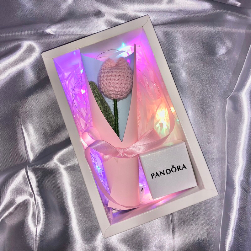 tulips flower crochet with promise ring (with fairy light) | Shopee ...