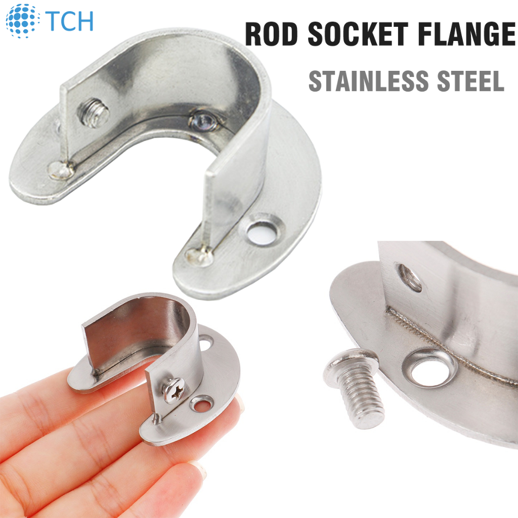 304 stainless steel Open-Lip Closet Pole Socket Flange Rod Holder With ...