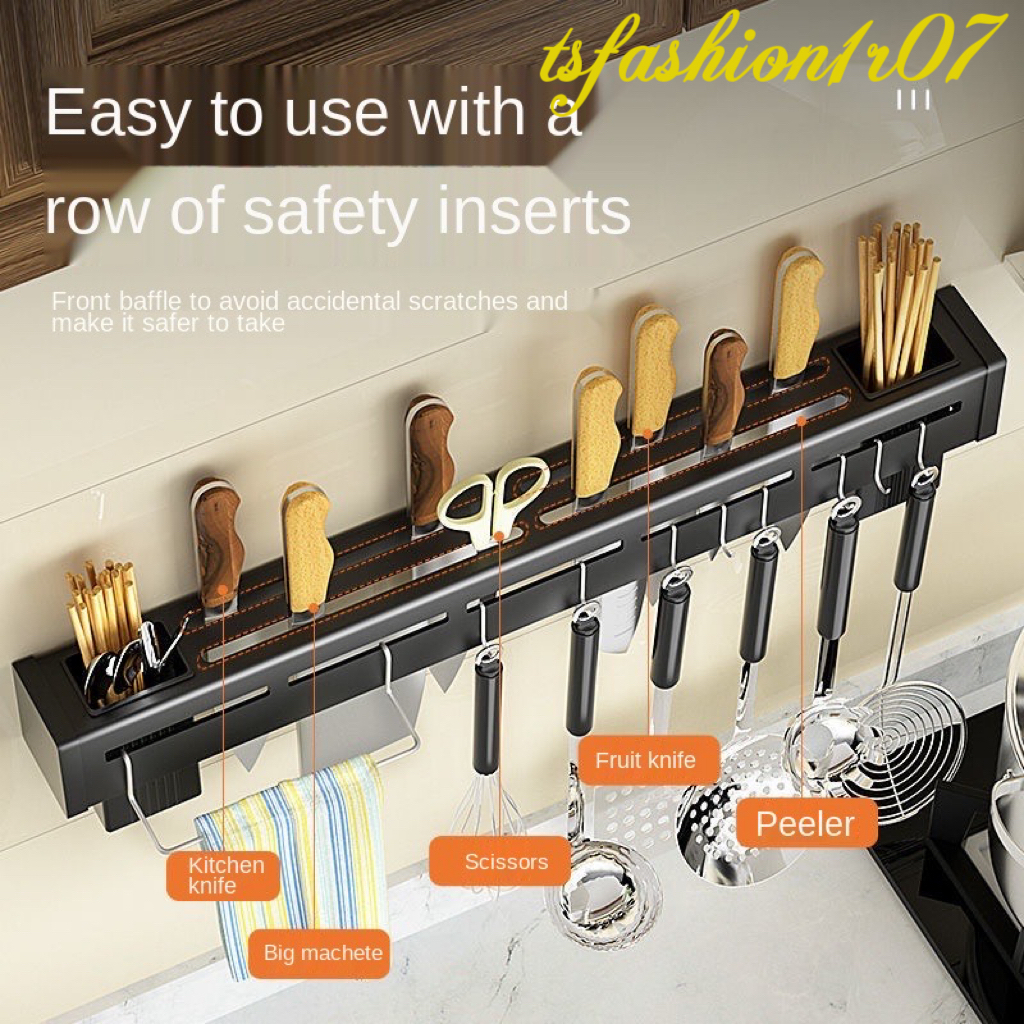 TS On Wall Knife Rack Stainless Steel knife and utensil Rack Kitchen ...