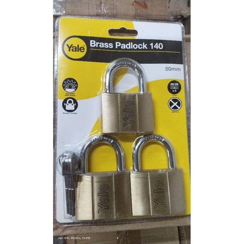 Yale brass padlock heavy duty keyed alike v140 25mm 30mm 40mm 50mm | Shopee Philippines