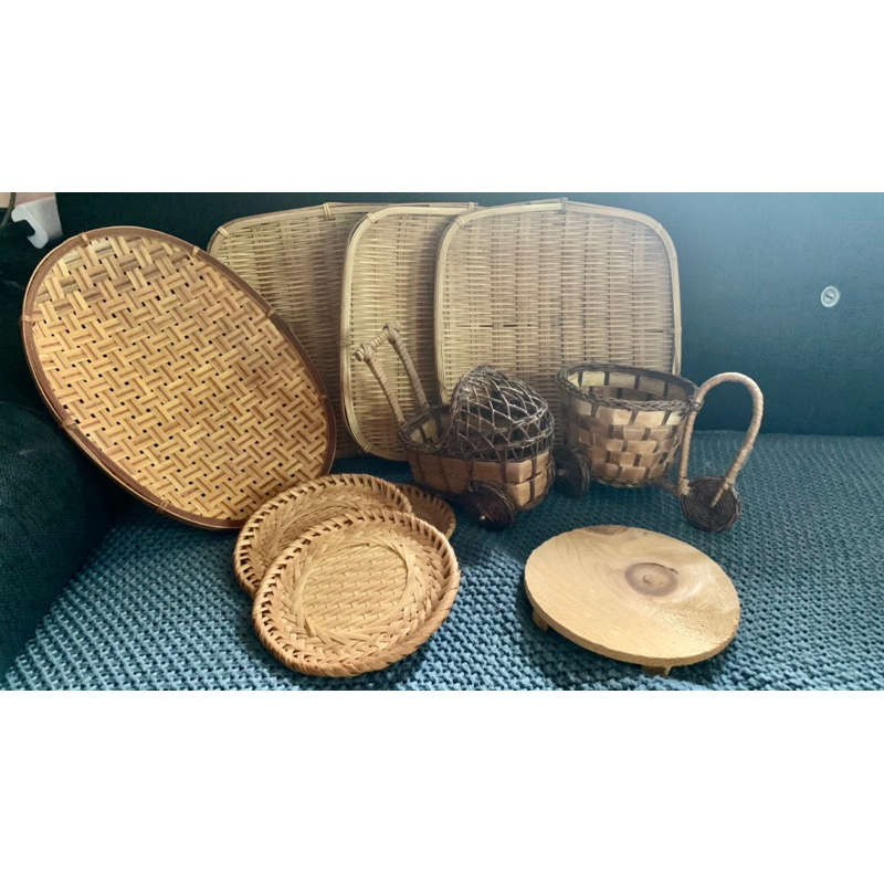 Native straw and rattan plates and coasters | Shopee Philippines