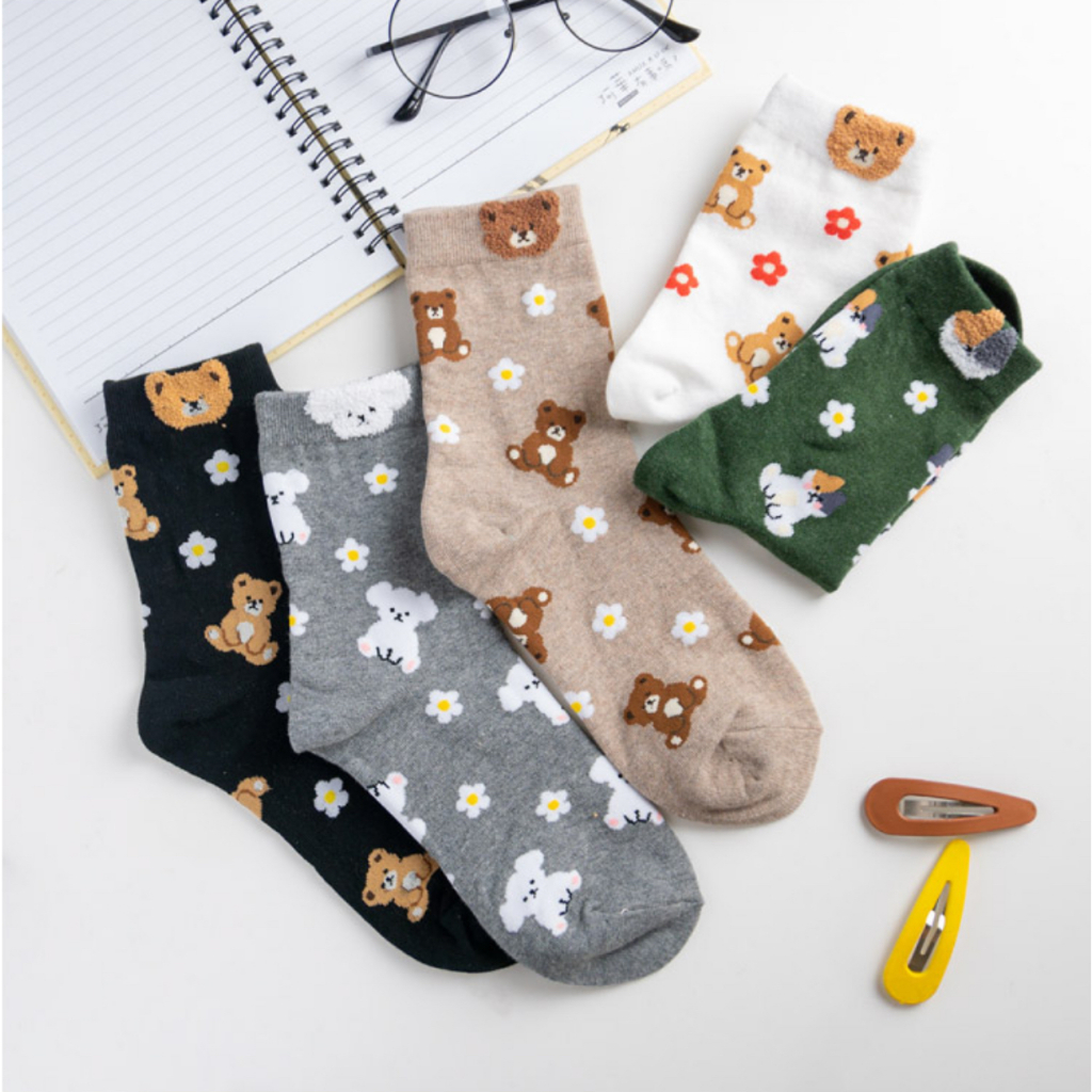 Korean Socks - Bear Cat Scattered Socks - Iconic Socks | Shopee Philippines
