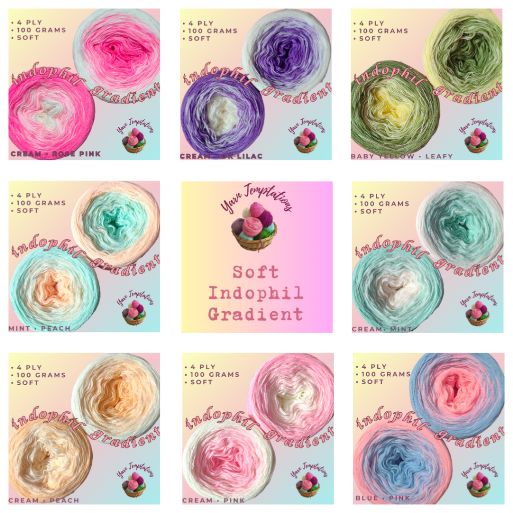 100g Soft Indophil Gradient Yarns | 4ply | Crochet Yarns | Yarn ...