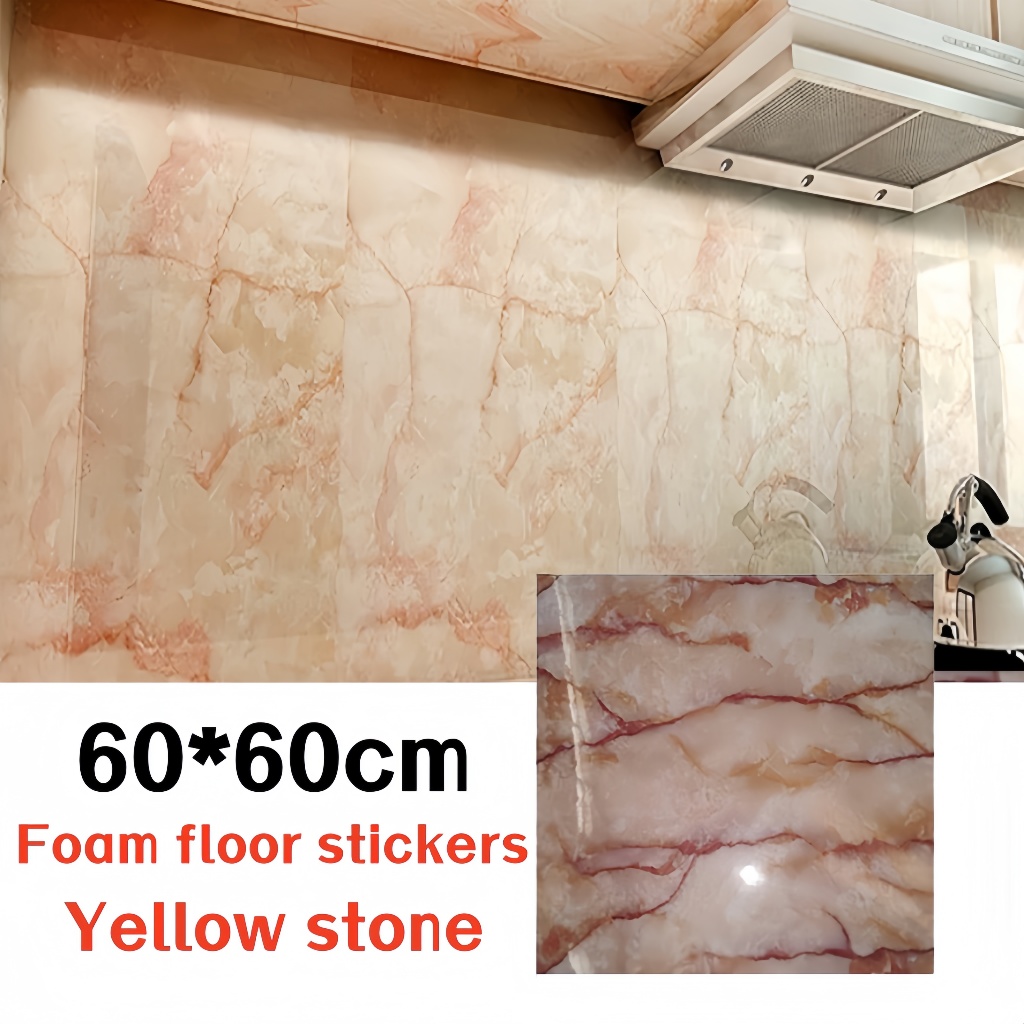 Marble Tile Sticker 60*60 cm Vinyl Tile Floor Sticker Self-Adhesive PVC ...