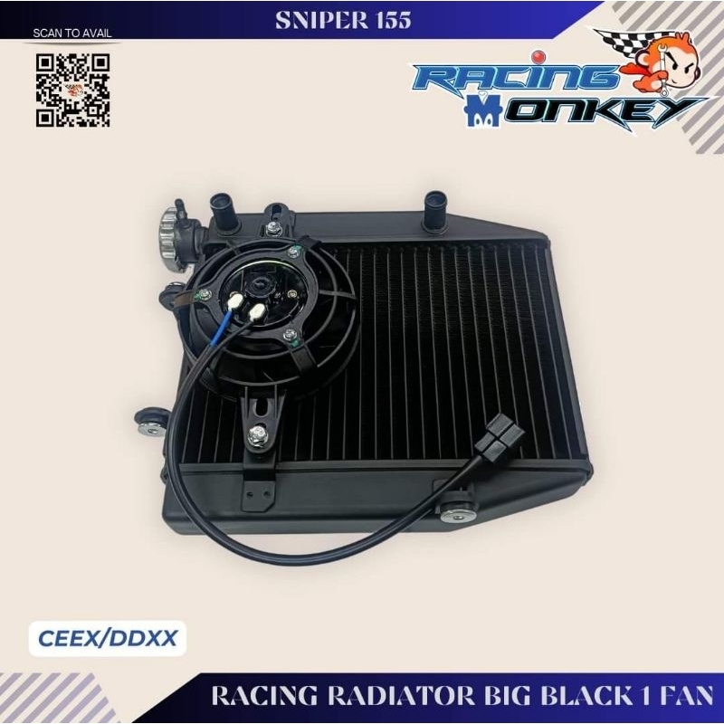 RACING MONKEY BIG RADIATOR ASSY 2 ROW SINGLE BIG FAN FOR SNIPER 155 ...