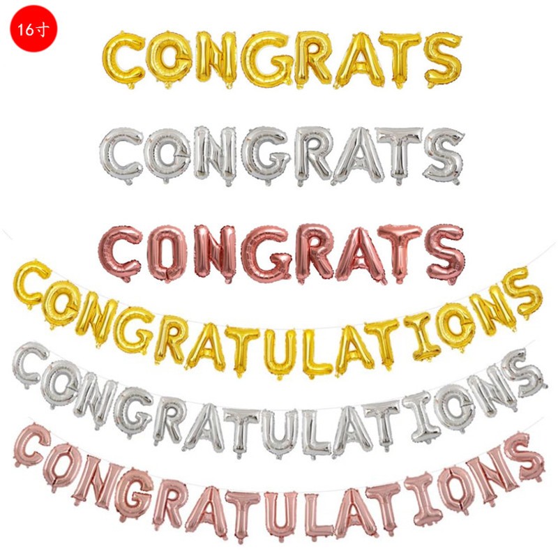 16Inches Congratulations Letter Foil Balloons Set Grad Anniversary ...