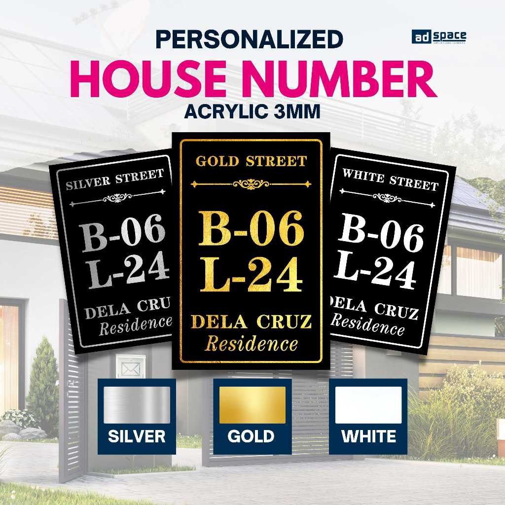 House Number Acrylic 3mm 9x6 Inches, Personalized Address Signs, Modern ...