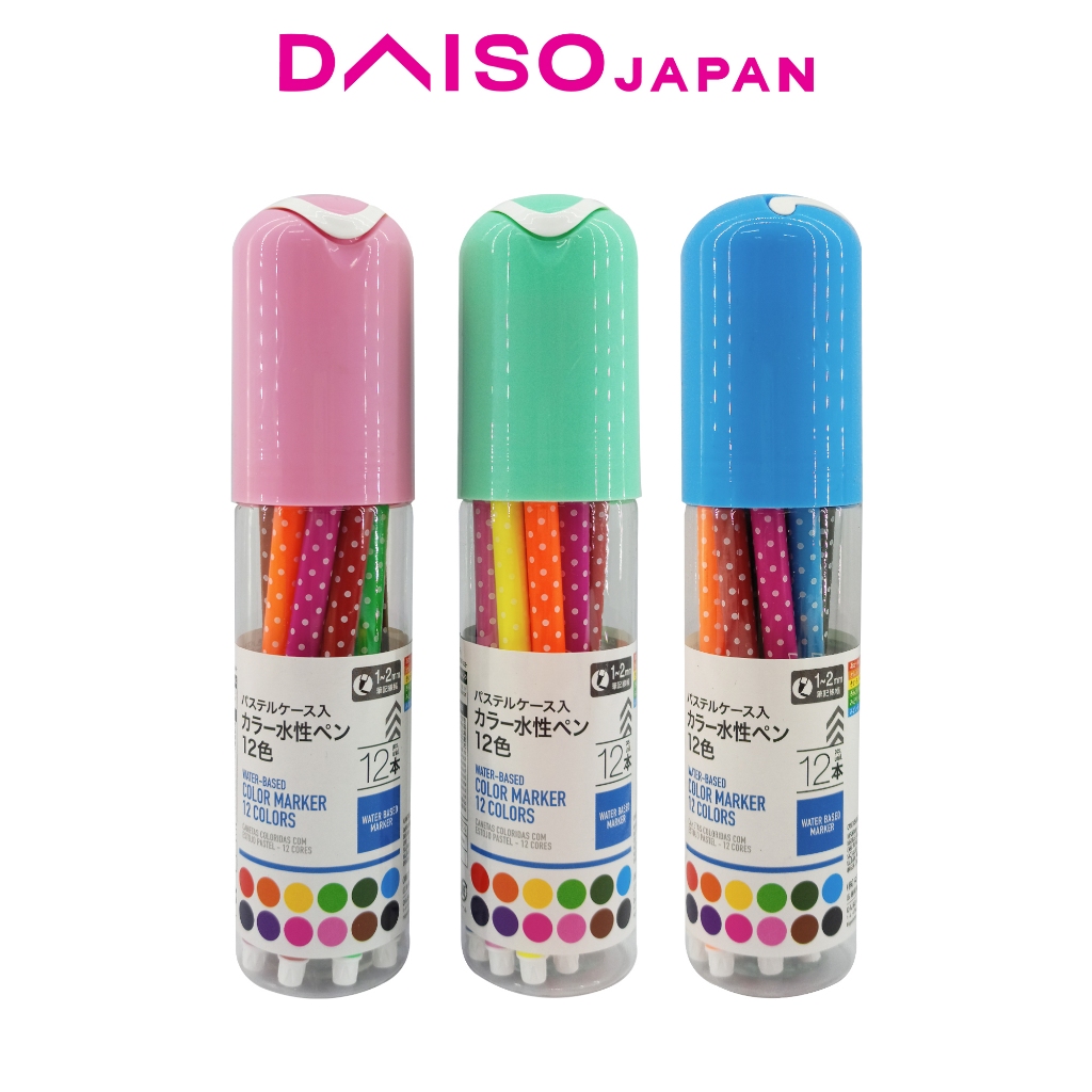 Daiso Water-based Color Pens (12 colors) | Shopee Philippines