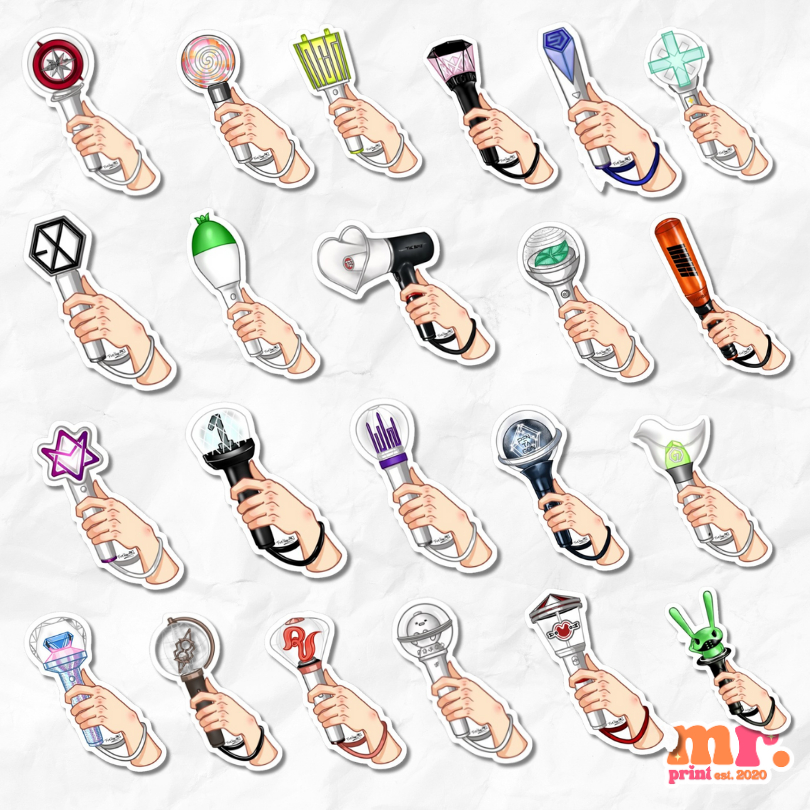 KPOP LIGHTSTICK VOL 2 STICKERS | HAND HOLDING KPOP LIGHTSTICK ...