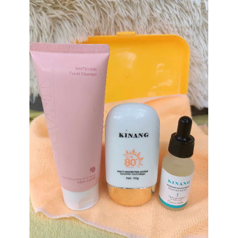 Trio set Kinang Whitening Facial Cleanser, Kinang Sunscreen SPF80 and ...