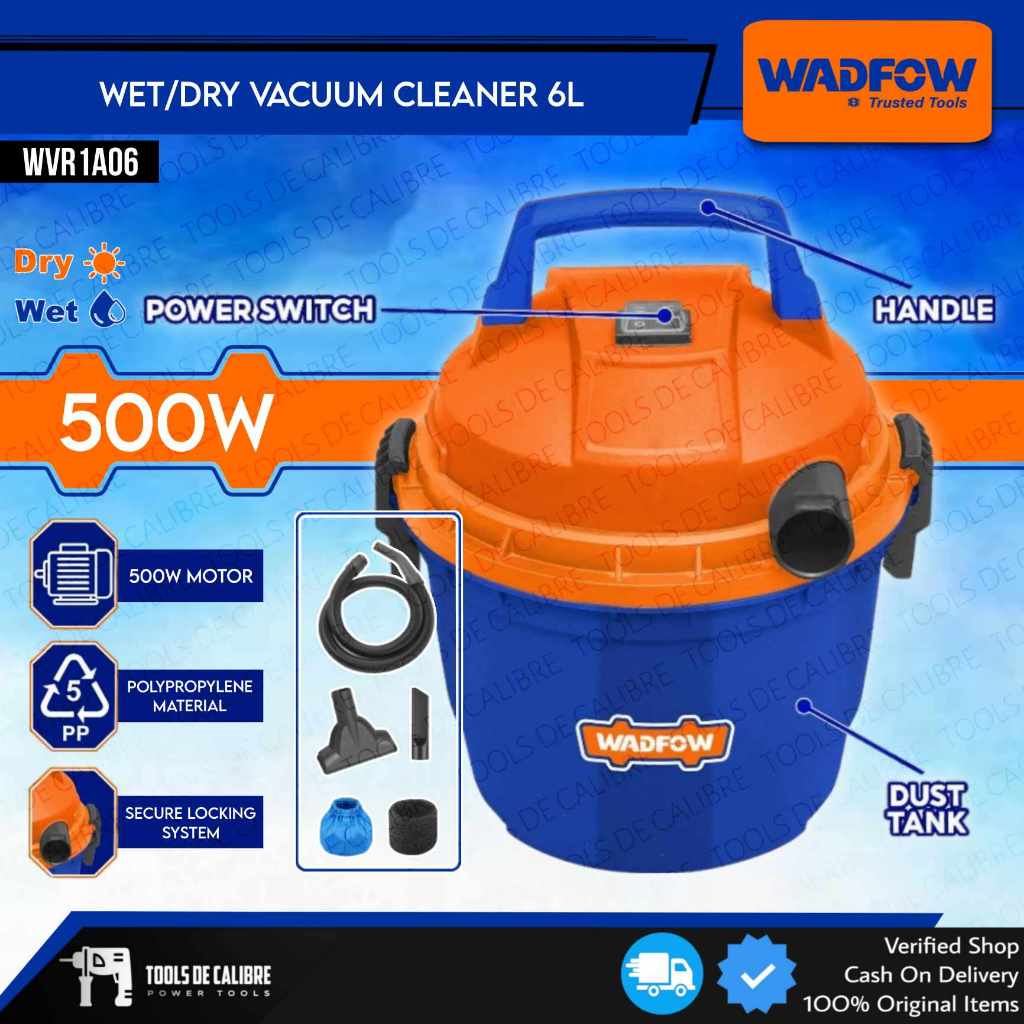 Wadfow Wet & Dry Vacuum Cleaner 500W 6L Capacity Household Floor Cleaning Tools WVR1A06 | Shopee ...