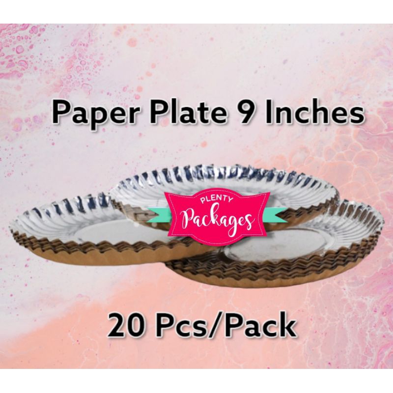 20 Pcs Paper Plate Silver Coated Foil Party Disposable Plate | Shopee ...