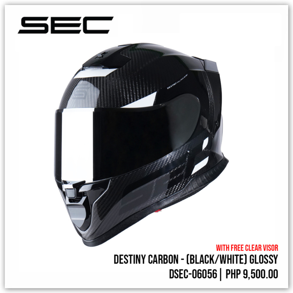 Sec Destiny Carbon Full-Face Helmet (S-XL) | Shopee Philippines