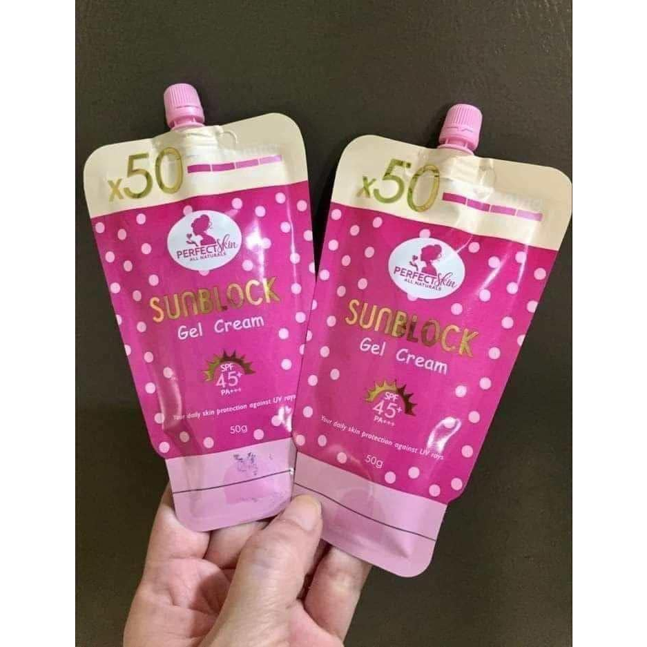 Orig PERFECT SKIN SUNBLOCK GEL CREAM SACHET SPF 45 | Shopee Philippines