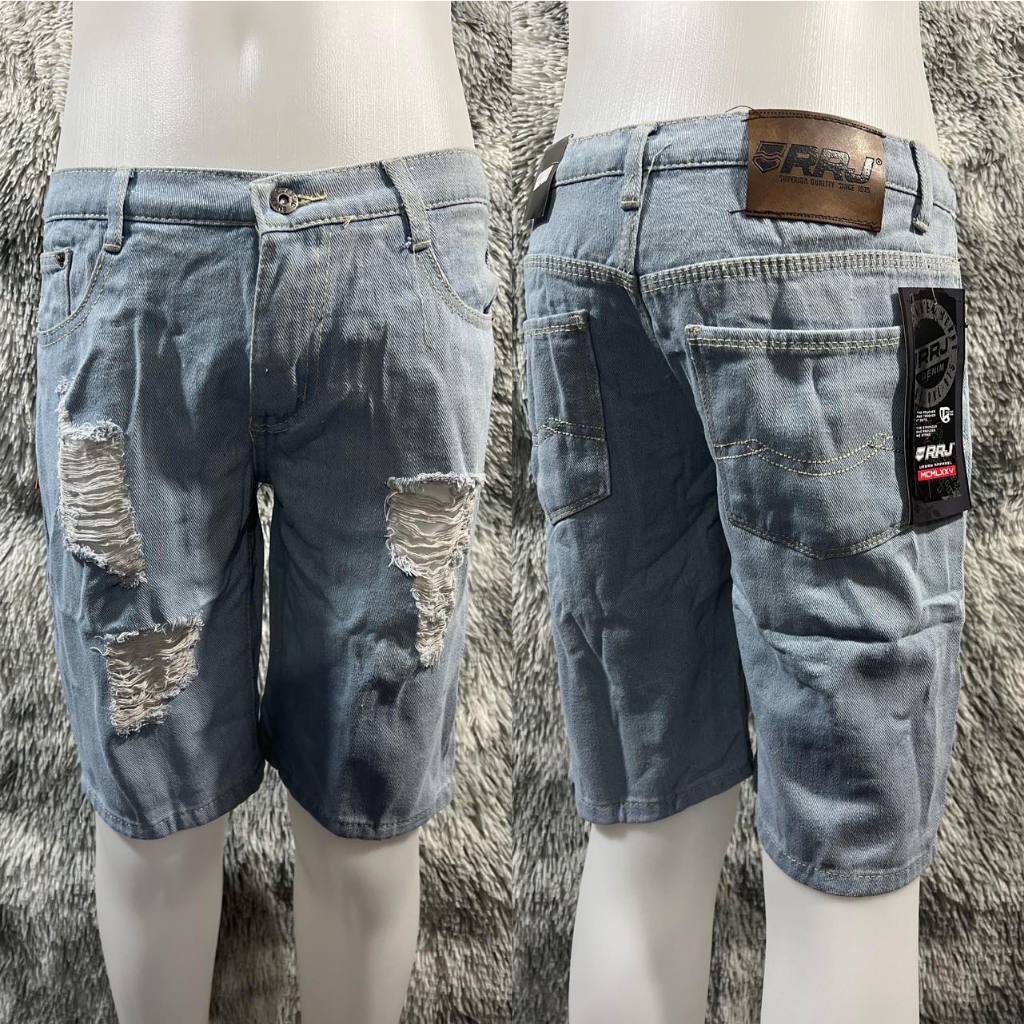 COD RRJ Men's shorts denim tattered short for mens | Shopee Philippines