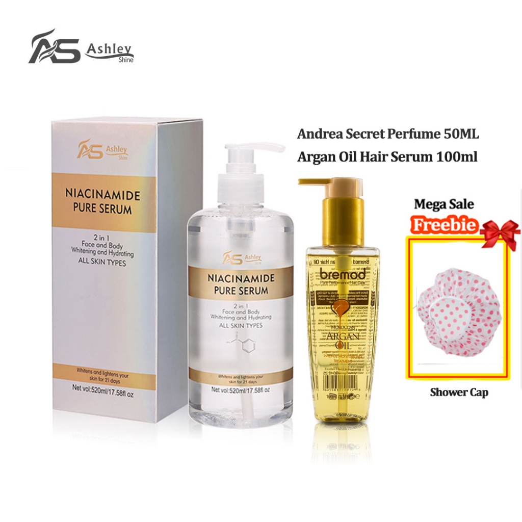 Ashley Shine Niacinamide Pure Serum 520ML Face Skin Care & Bremod Argan Oil Serum 100ML Hair ...