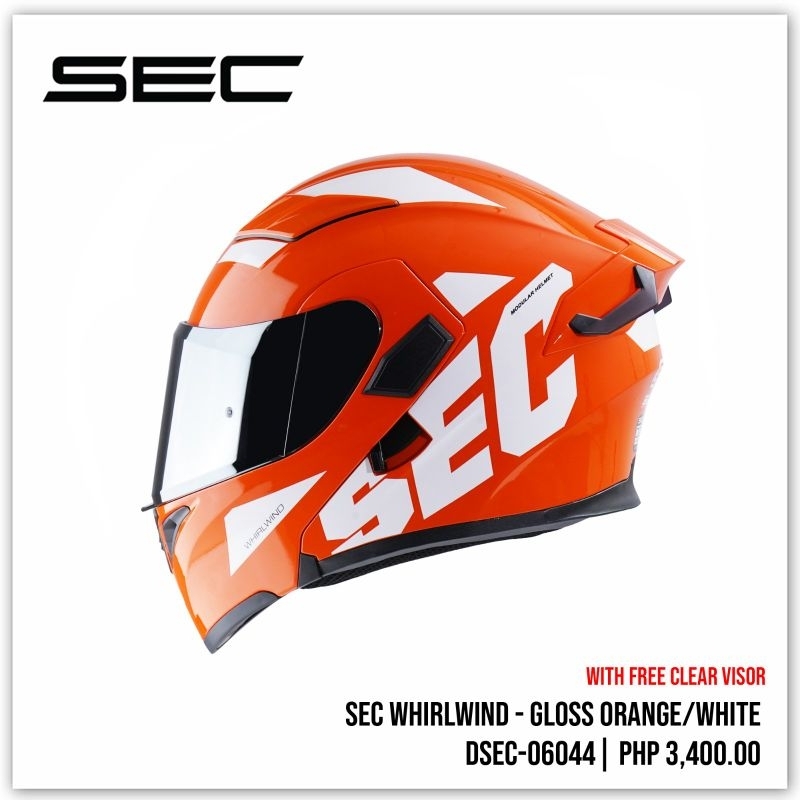 SEC Whirlwind Modular dual Visor helmet Free lens | Shopee Philippines
