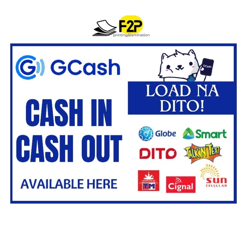 Gcash Cash in Cash out Laminated Signage A4/A5 size | Shopee Philippines
