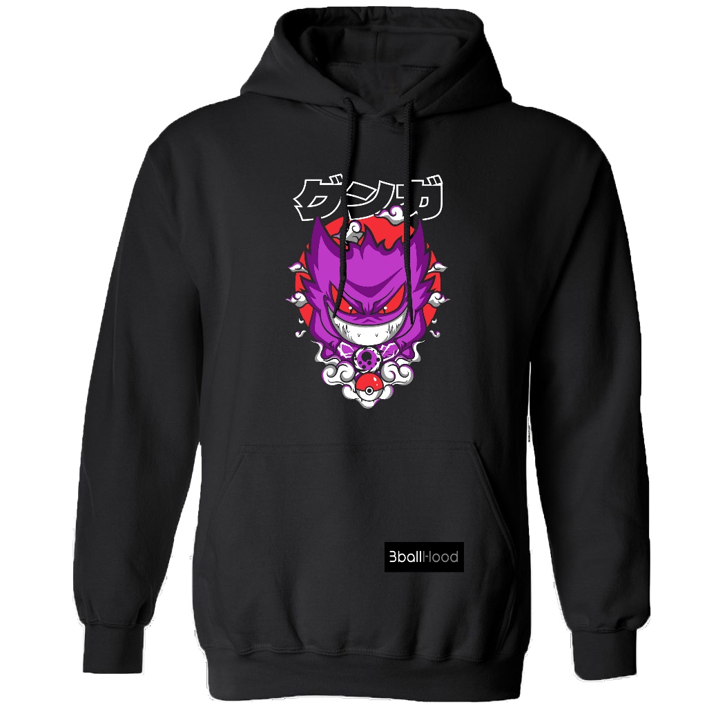 Hoodie Jacket Gengar pok7 Pullover Sweater Long sleeve 3Ball Hood ...