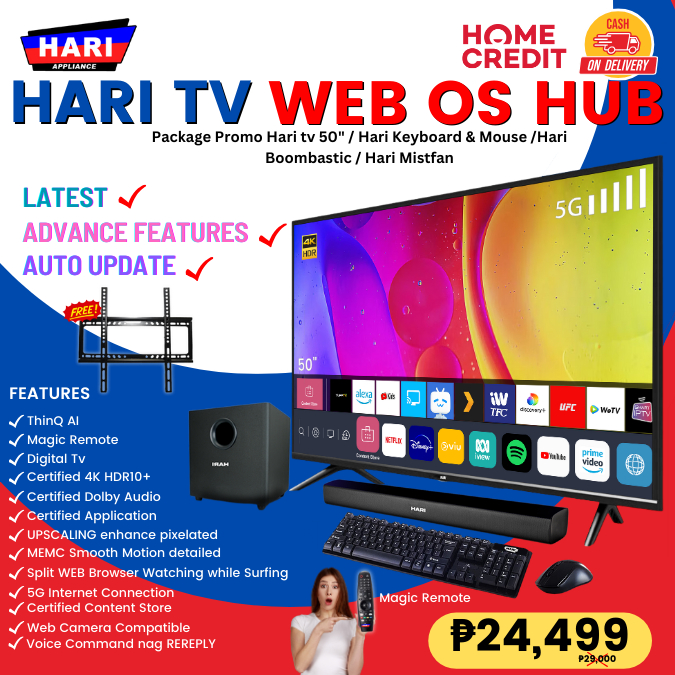 HARI TV 50" WebOS ThinQ AI W/ HARI Wireless Boombastic w/ Subwoofer ...
