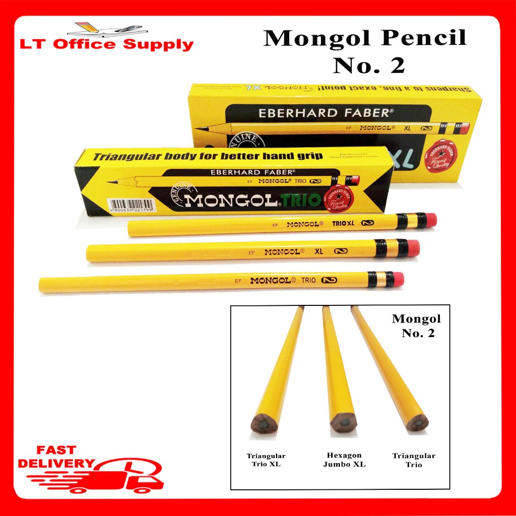 1 Pack Mongol No. 2 Writing Pencil Trio, XL, Trio XL 3pcs per pack ...