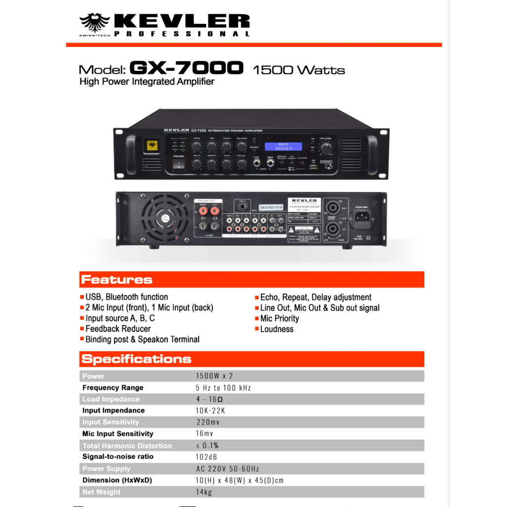 Kevler Integrated Amplifier GX-7000 | Shopee Philippines