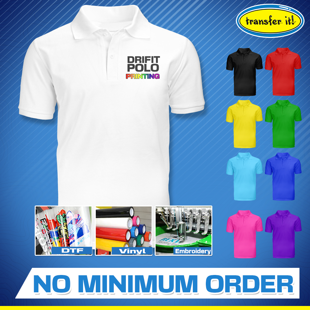 Transfer It Dri-Fit Collar Shirt Polyester Customized / Plain Uniform ...