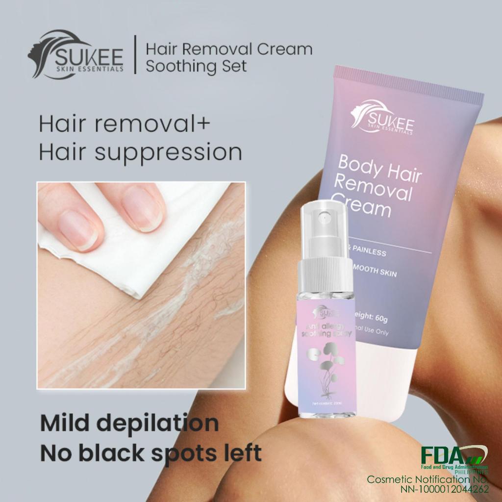 (004) SUKEE Hair Removal Cream 60g with Anti-allergy Soothing Spray ...