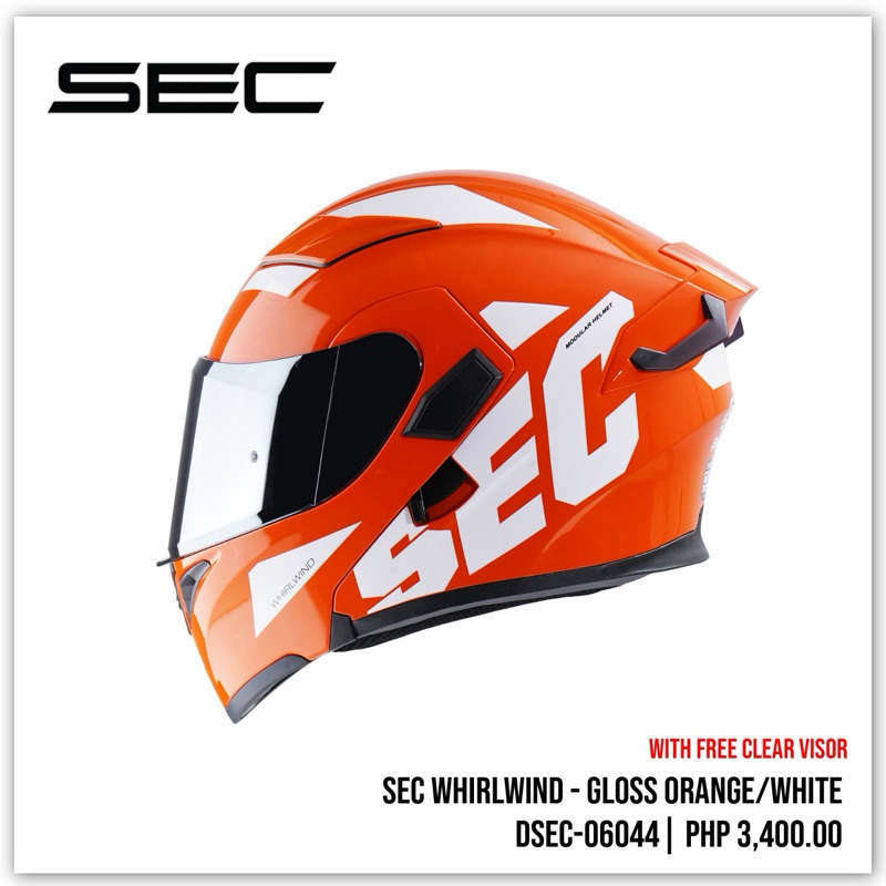 sec whirlwind modular dual visor helmet with FREE EXTRA CLEAR LES ...