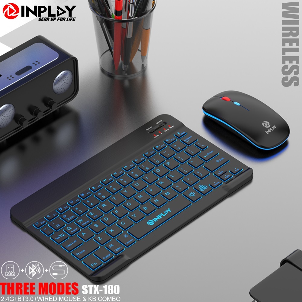 INPLAY STX B180 2.4G WIRELESS & BUILETOOTH 3.0 KEYBOARD MOUSE COMBO ...