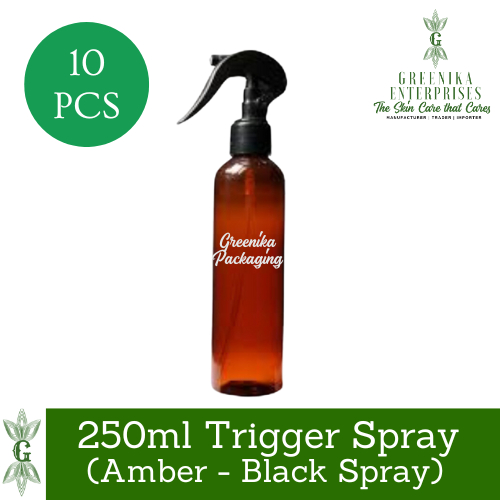 10 PCS - 250ML TRIGGER SPRAY (AMBER BOTTLE - BLACK SPRAY) | Shopee ...