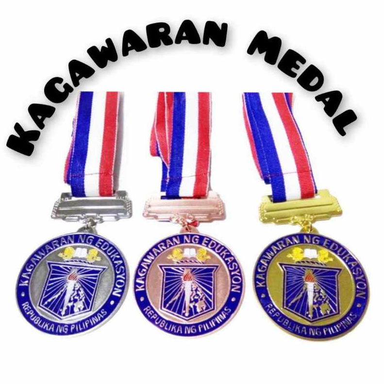 100PCS 6cms Kagawaran Medals with Blue, Red & White Lace Gold Silver ...