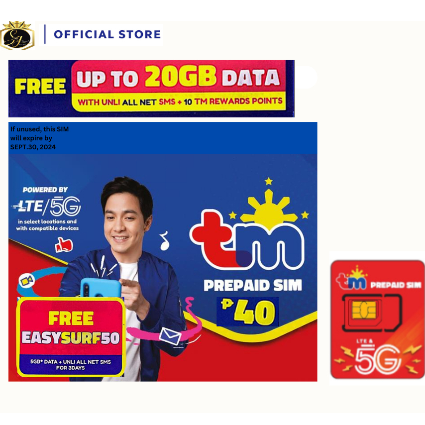 TM SIM LTE & 5G WITH FREE EASYSURF50 DATA | Shopee Philippines
