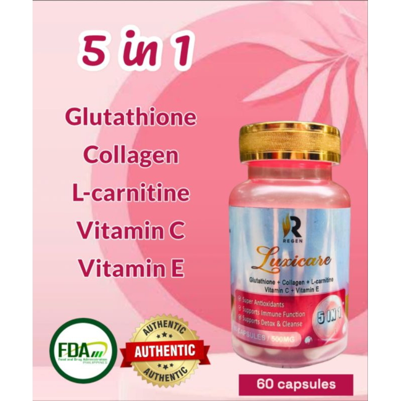 Luxicare 5 in 1 glutathione,collagen, l-carnitine,vitamin c, vitamin e ...