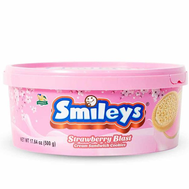 Galinco Smileys Strawberry Blast Cream Sandwich Cookies (500g) | Shopee ...