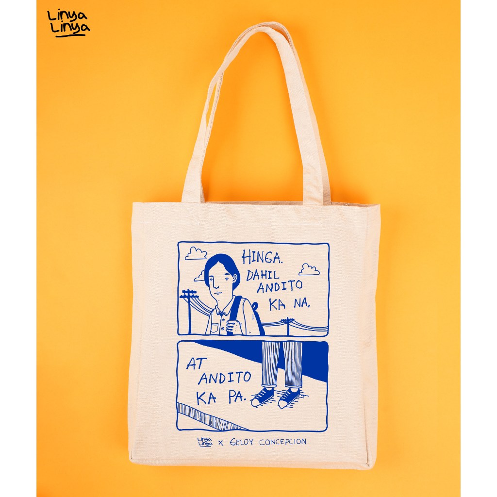 Linya-Linya Totebag x Geloy Concepcion: Hinga. Dahil Andito Ka Na Tote Bag | Shopee Philippines