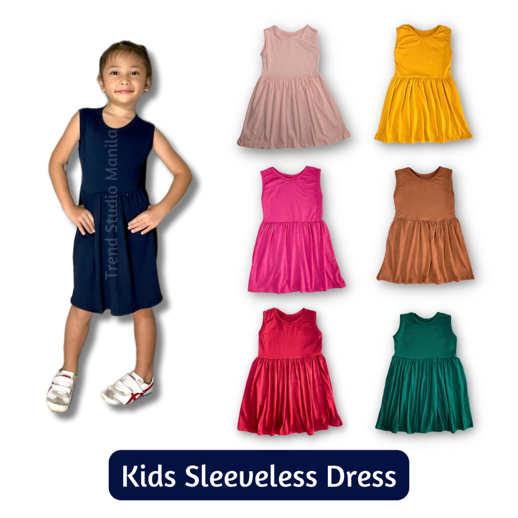 Plain Kids Sleeveless Dress / Baby girl Minimalist outfit Summer casual ...