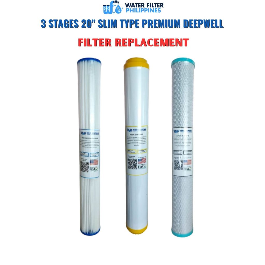 Water Filtration System 3 Stages 20" Slim Type Deepwell Premium Filter ...
