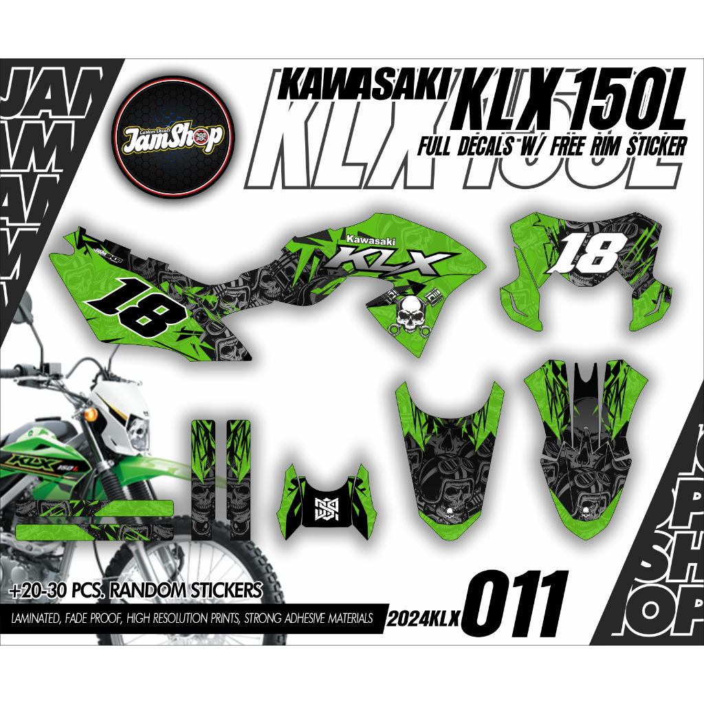 KLX 150L Full Decals w/ FREE RIM STICKER - Kawasaki Limited Edition ...